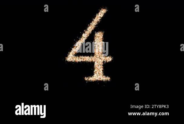 Gold glitter number 4 loop. A figure of sparkling particles. 3d ...