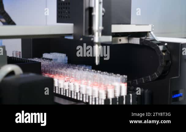 Health concept. Professional medical device making human blood analysis ...