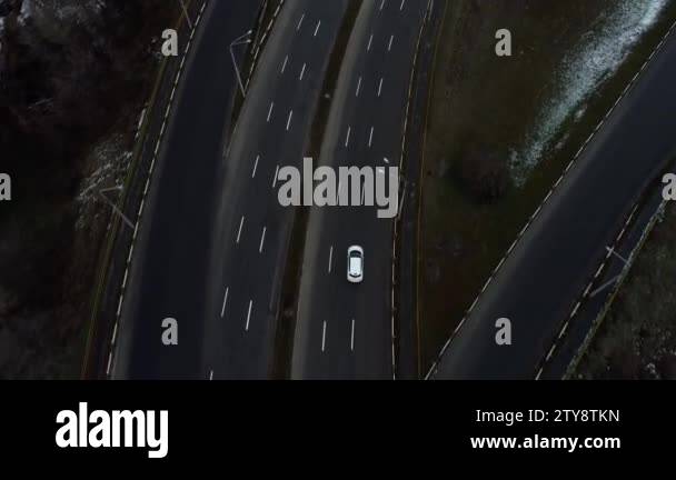 Bridge over water with moving cars, top down view aerial view drone ...