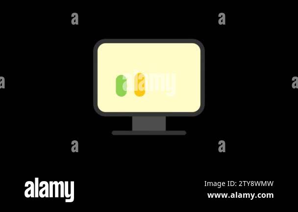 Business icons monitor with graph. Animation icons. Transparent background. Loop animation ...