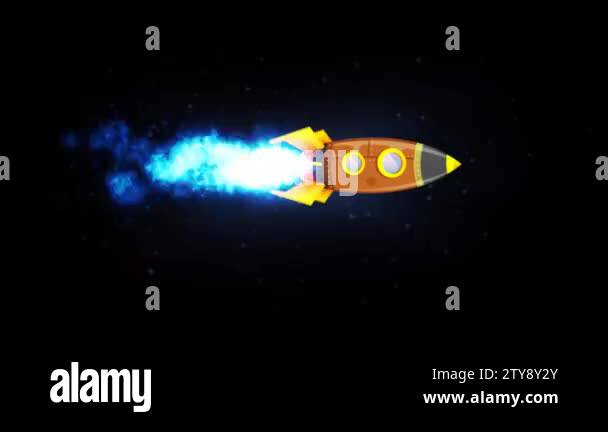 Rocket Ship Flying Through Space Animation Loop/ Looped Animation of a ...