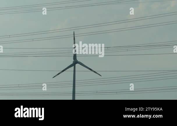 Wind turbine Farm and sky clouds. Renewable Wind Power, Green Energy ...