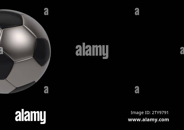 Realistic black and iron soccer ball isolated on black background. 3d ...
