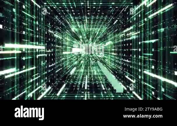 Abstrat hyper jump through green stars into the Universe, seamless loop ...