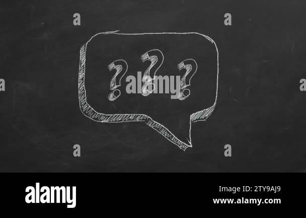 Hand drawing and animated question marks on blackboard. Stop motion ...