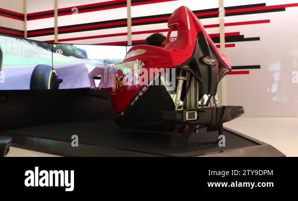 Modena, Italy - January 18, 2020: Man Playing A Realistic Ferrari ...