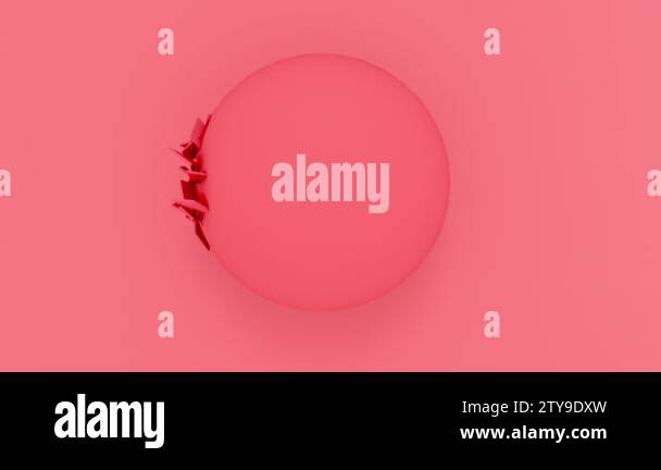 Abstract red ball explosion on pastel background. 3d shapes geometric ...
