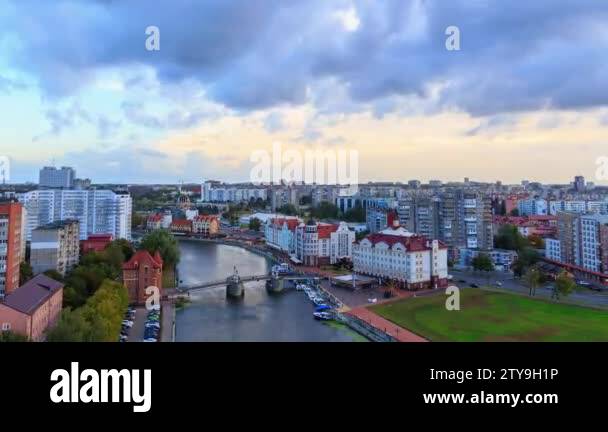 Central part of the city of Kaliningrad, Embankment of the Fish Village ...