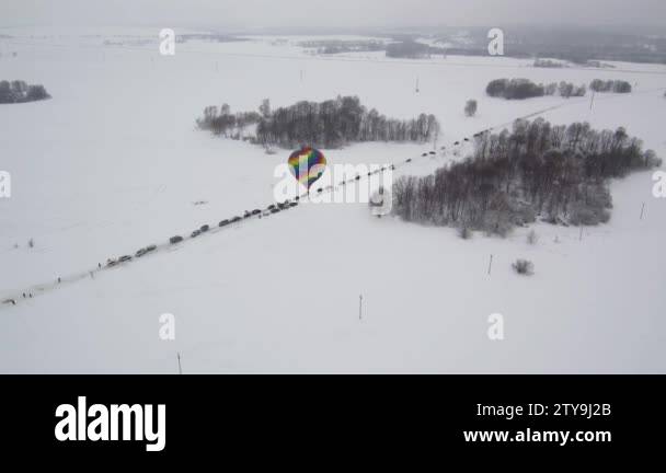Balloon in flight. Balloon flight as part of the VI International ...
