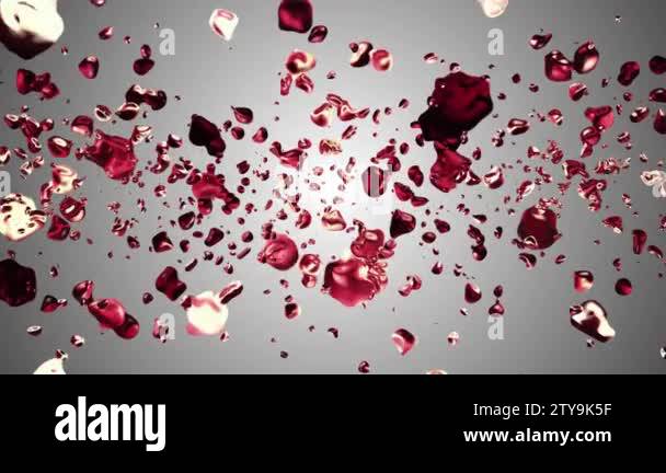 ruby red liquid metal water drops random diffused in space digital ...