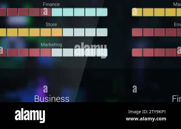 Abstract ranks and levels in futuristic digital interface on glass ...