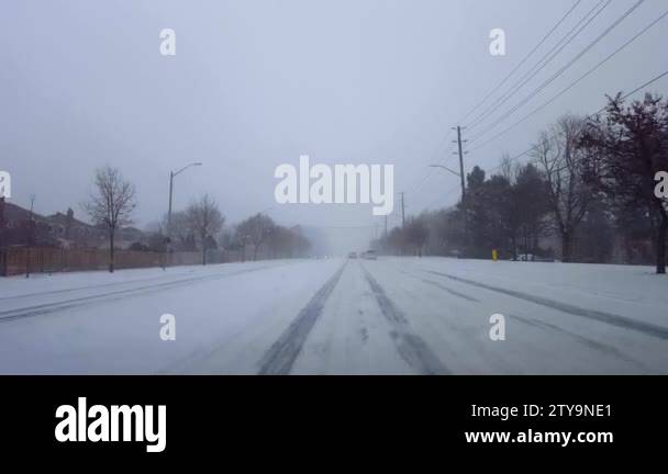 *Brighter Version* Driving Winter Snow Storm With Vehicle Traffic in ...