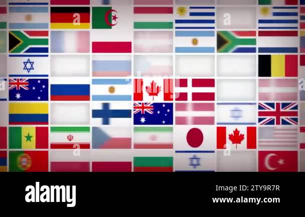 World Countries Flags Icons Background Loop/ 4k animation of an ...