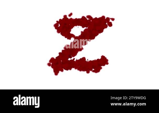 Blood alphabet concept, letter Z appears in center and fades away with ...