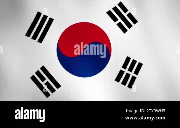 South Korea or Republic of Korea flag waving, A flag animation ...