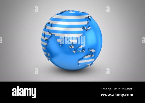 Rotation of the Earth. Gray background, 2 in 1, loop, created in 4K ...