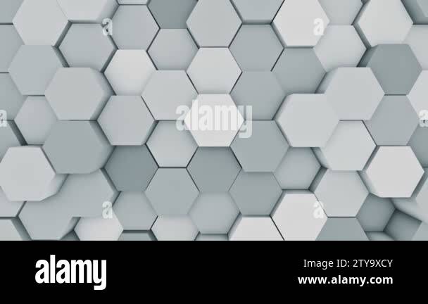 Abstract Modern Hexagonal Surface 3d Animation Loop Bright Blue Voxel Grid Particle Honeycombs