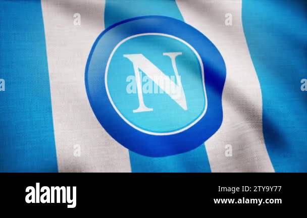 FC Napoli flag is waving on transparent background. Close-up of waving ...