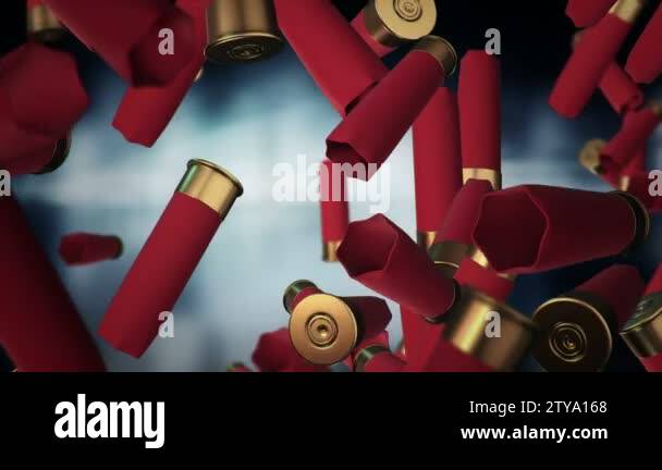 Animation falling of bullets different calibers on dark and blurred ...