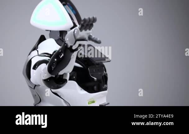 Modern Robotic Technologies. White modern robot in a bright studio ...