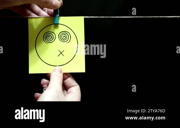 Two stickers. Emotions. On face an expression of dazed. On the blue ...