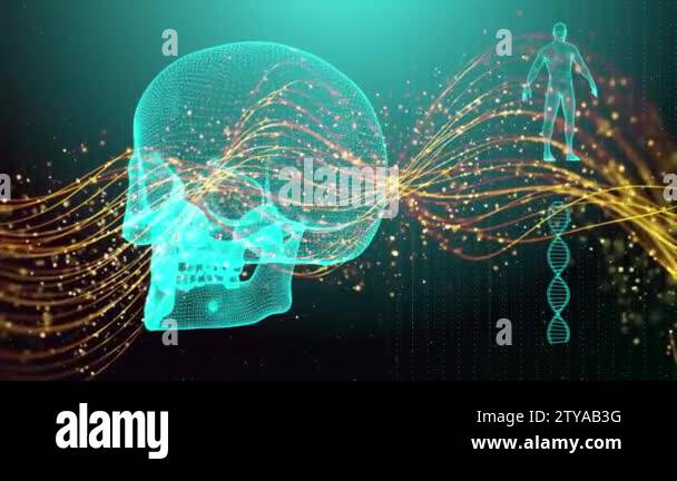 Medical background with DNA strand skull and human body Stock Video ...