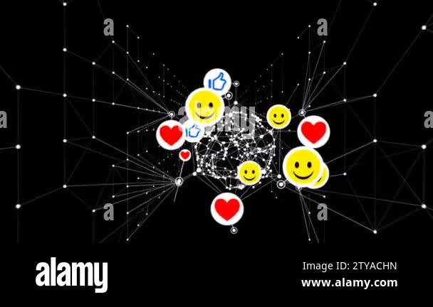 Smiles, Thumbs up and Hearts Symbols Looped 3d Animation. Social Media ...