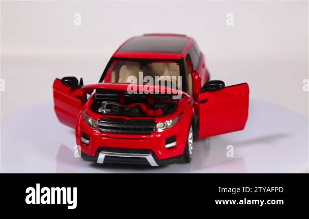 BERLIN, GERMANY - JANUARY. 2019: Red Range Rover Evoque scale model suv ...