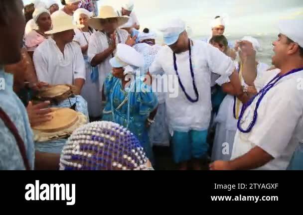 salvador, bahia / brazil - february 2, 2020: Candomble supporters and ...