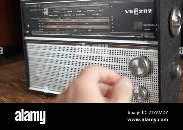 Old vintage radio being tuned by turning a dial Stock Video Footage - Alamy