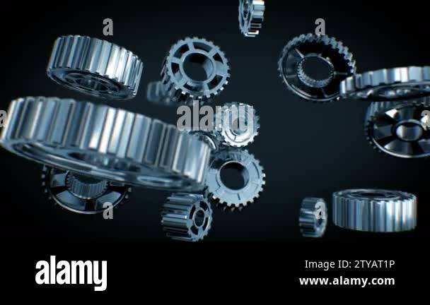 Beautiful Metal Gears Turning to the Center and Forming Abstract ...