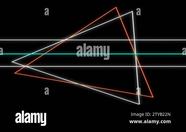 Animation of flickering neon outlines of geometric shapes, triangles ...