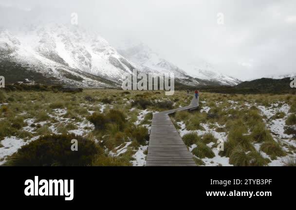 Curvy hanging pathway protects mountain ecosystem at Hooker Valley ...