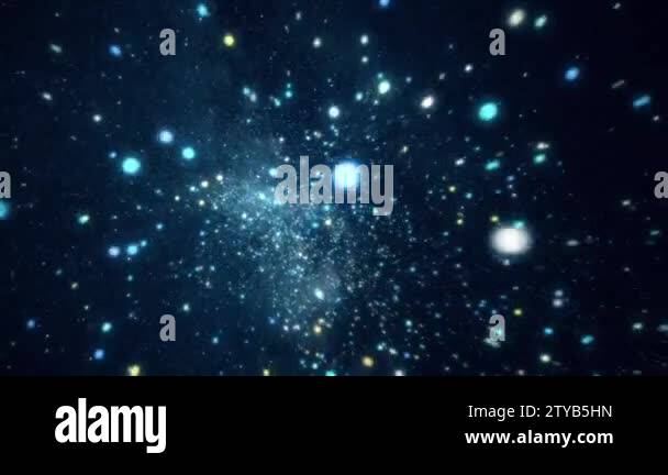 Abstract cosmic space with bright stars. Animation. Moving among bright ...