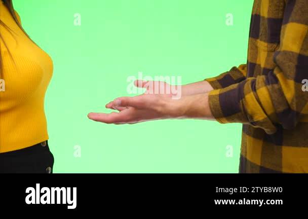 Neat hands are not holded together. Girls refusal. Close up. Copy space ...