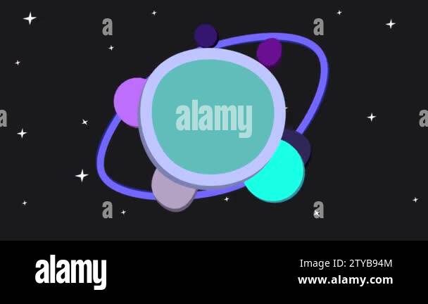 Gas planet, rings, moon and meteorites in space. Jupiter, like a planet ...