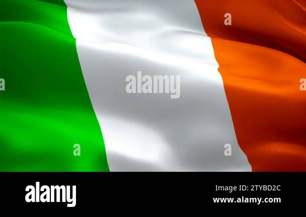 Irish flag waving in wind video footage Full HD. Realistic Irish Flag ...