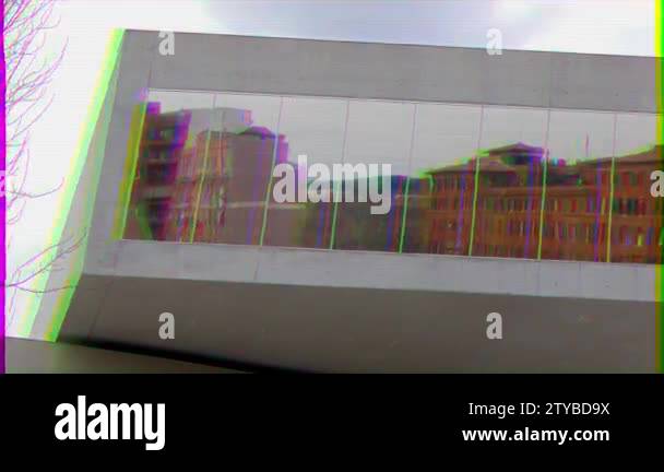 Glitch effect. Windows of the National Museum of Art of the XXI century ...