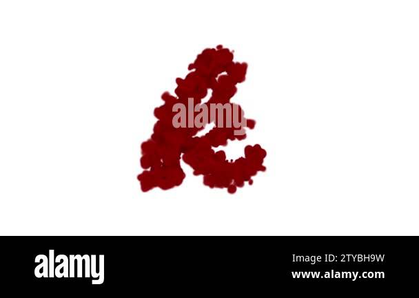 Blood alphabet concept, letter k appears in center and fades away with ...