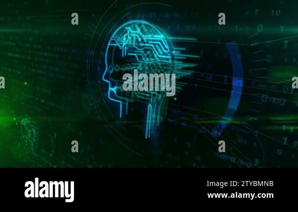 Artificial intelligence with cyber head symbol on digital background ...