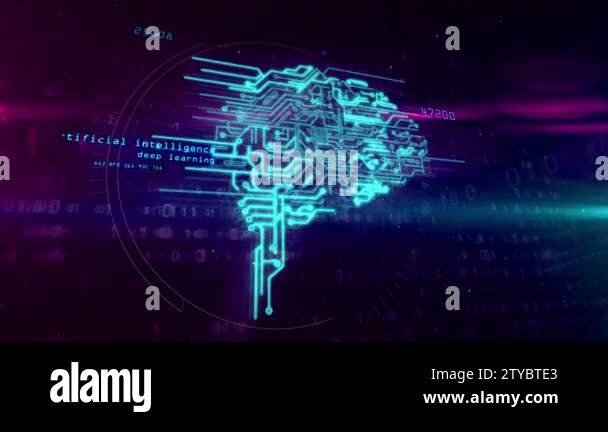 Artificial intelligence, cybernetic mind, machine learning and deep brain stimulation concept ...