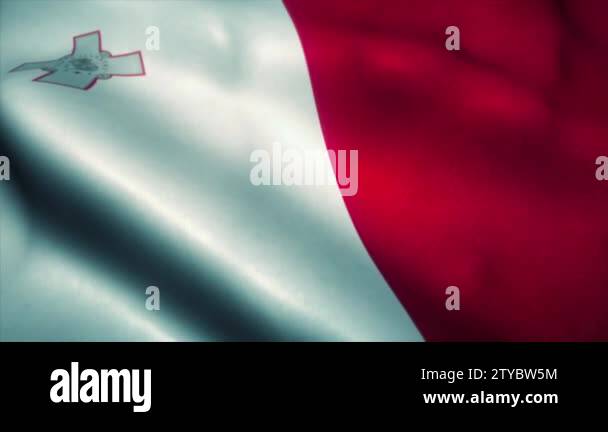 Malta flag waving in the wind. National flag of Malta. Sign of Malta seamless loop animation. 4K ...