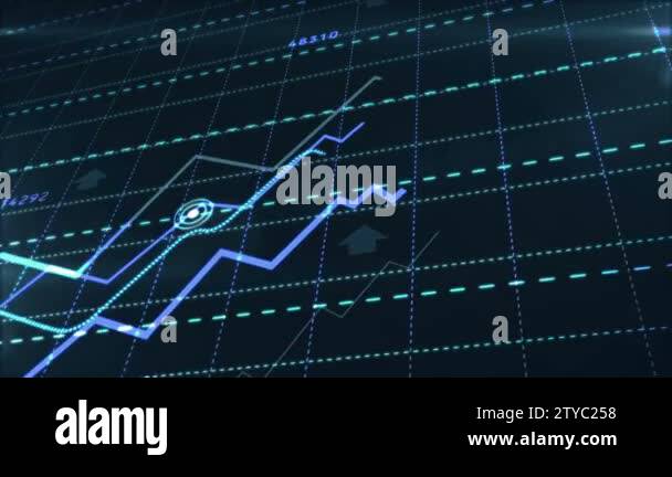 Growth up stock markets blue chart 3d loop animation. Success, rising ...