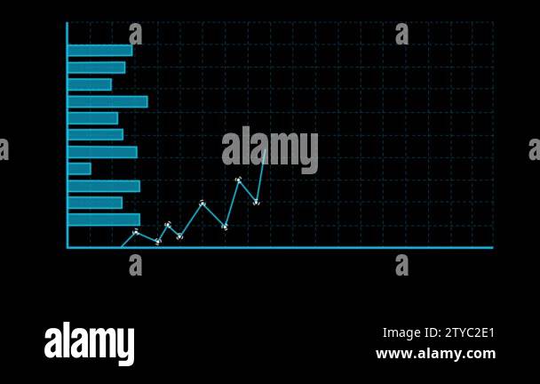 Mixture of histogram and line chart. Black background Stock Video ...