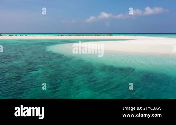 Shooting from the drone of ocean islands with snow-white beaches of ...