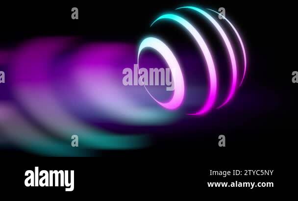 Neon orb glowing light represents a futuristic planet. A Colorful round ...