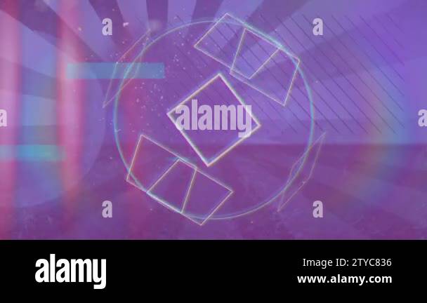 Animation of outlines of geometric shapes moving with rainbow colored ...