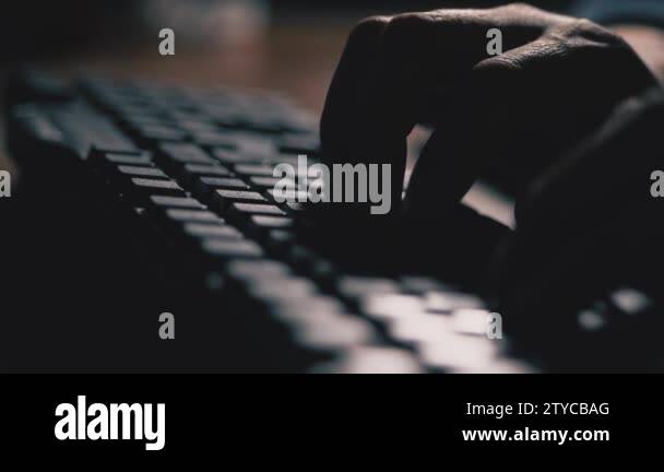 Close-up, male hands typing text on the keyboard. 4K Slow Mo Stock ...