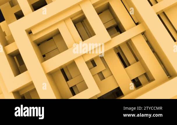 Abstract 3d shapes lines and squares with different colors. 4k loop ...