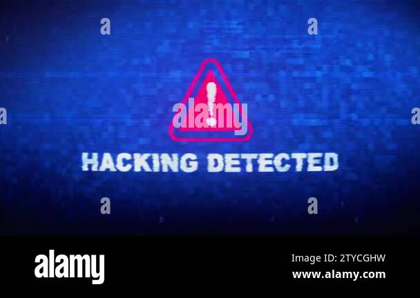 Hacking Detected Text Digital Noise Twitch Glitch Distortion Effect Error Animation Stock Video ...
